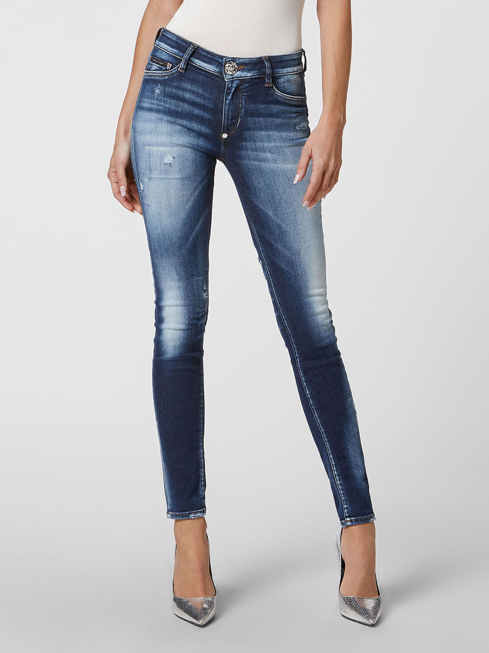 Blugi cu textură elastică - TOFF.ro